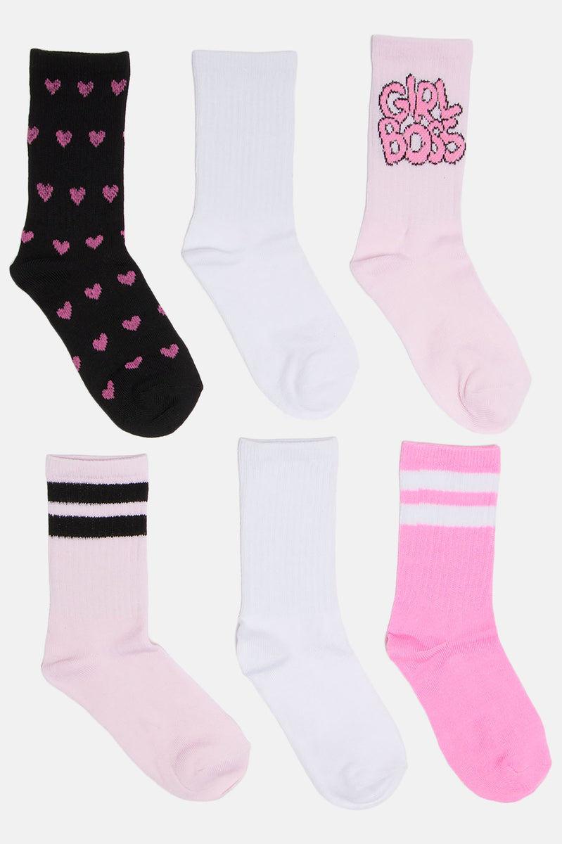 Mini Girl Boss 6 Pack Socks - Multi Color | Fashion Nova, Kids Socks ...