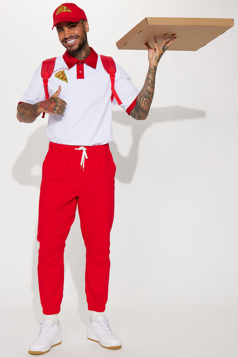 Hot & Delicious Pizza Guy 4 Piece Costume Set - Red/White | Fashion ...