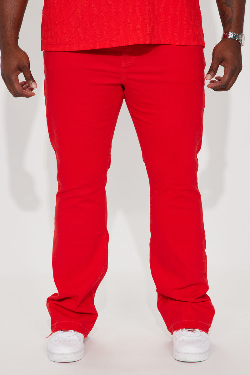 Cornell Stacked Skinny Flare Twill Pants - Red | Fashion Nova, Mens ...