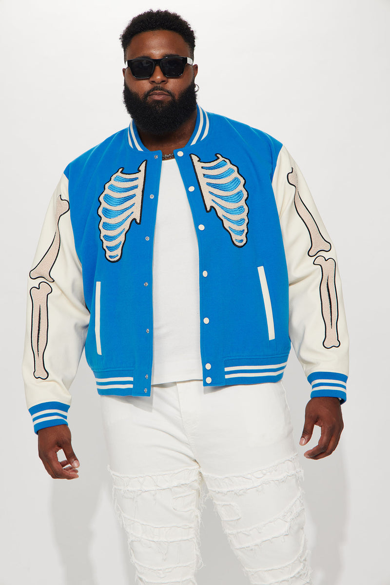 Skeleton Varsity Jacket - Blue/combo | Fashion Nova, Mens Jackets ...