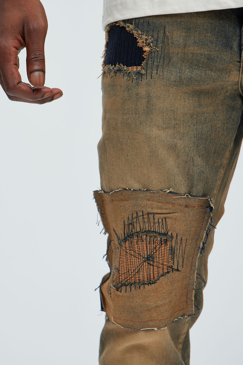 Ripped And Repaired Slim Jeans - Vintage Blue Wash | Fashion Nova, Mens ...