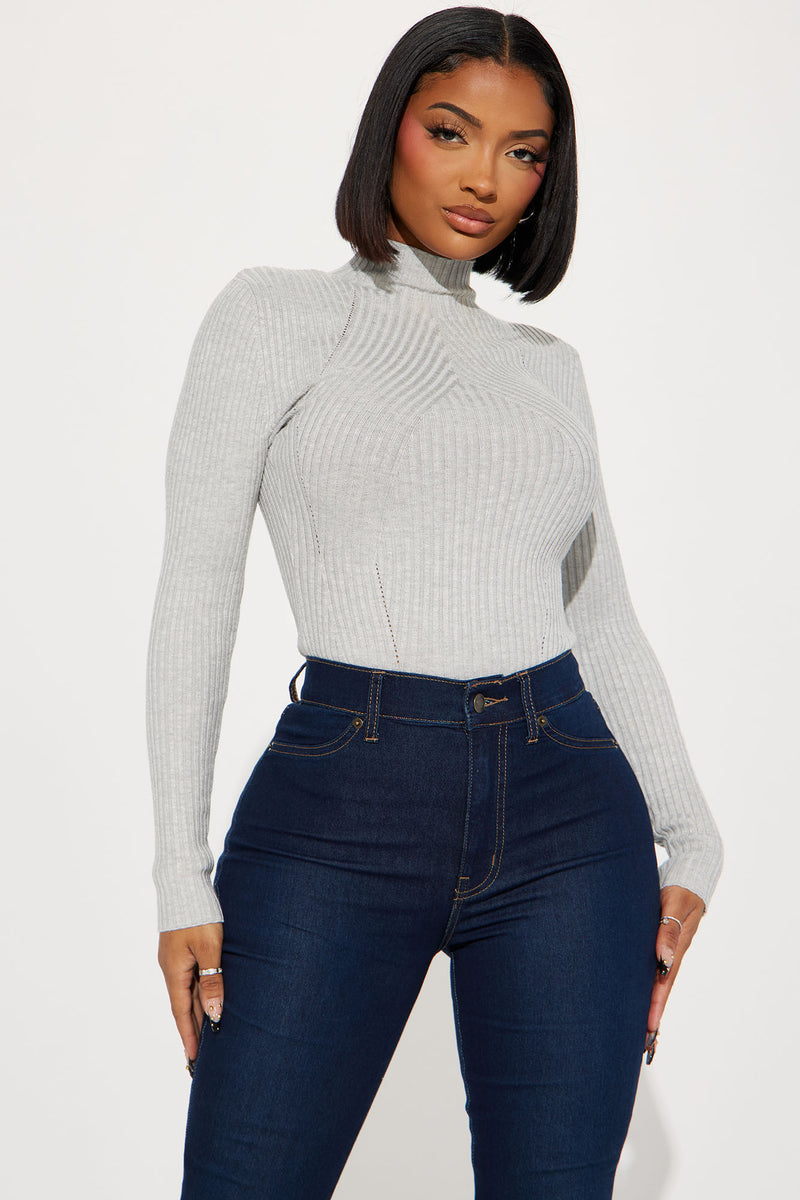 Erma Ribbed Sweater - Heather Grey | Fashion Nova, Sweaters | Fashion Nova