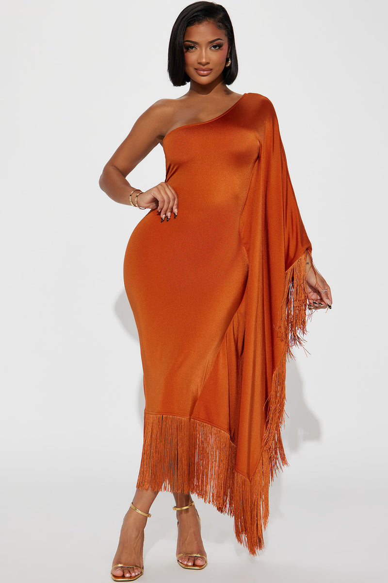 Feeling Fringe Midi Dress - Rust | Fashion Nova, Dresses | Fashion Nova
