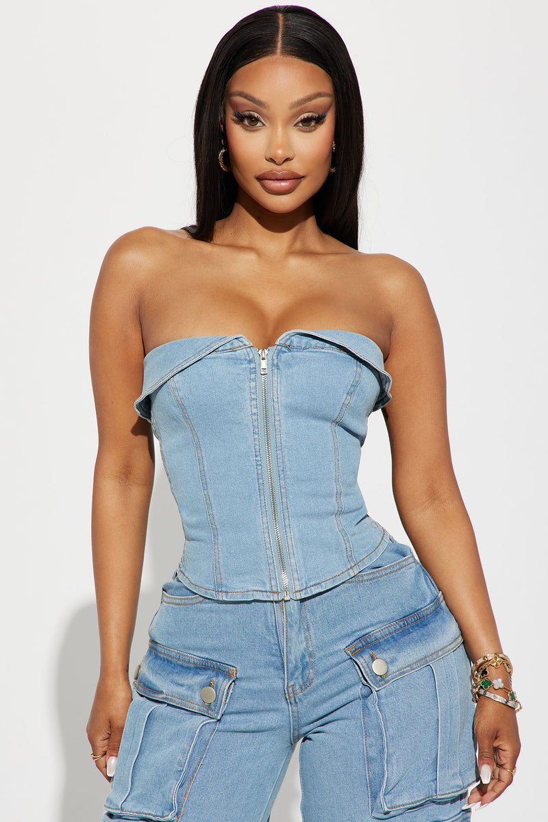 Ciara Denim Pant Set - Light Wash | Fashion Nova, Matching Sets | Fashion Nova