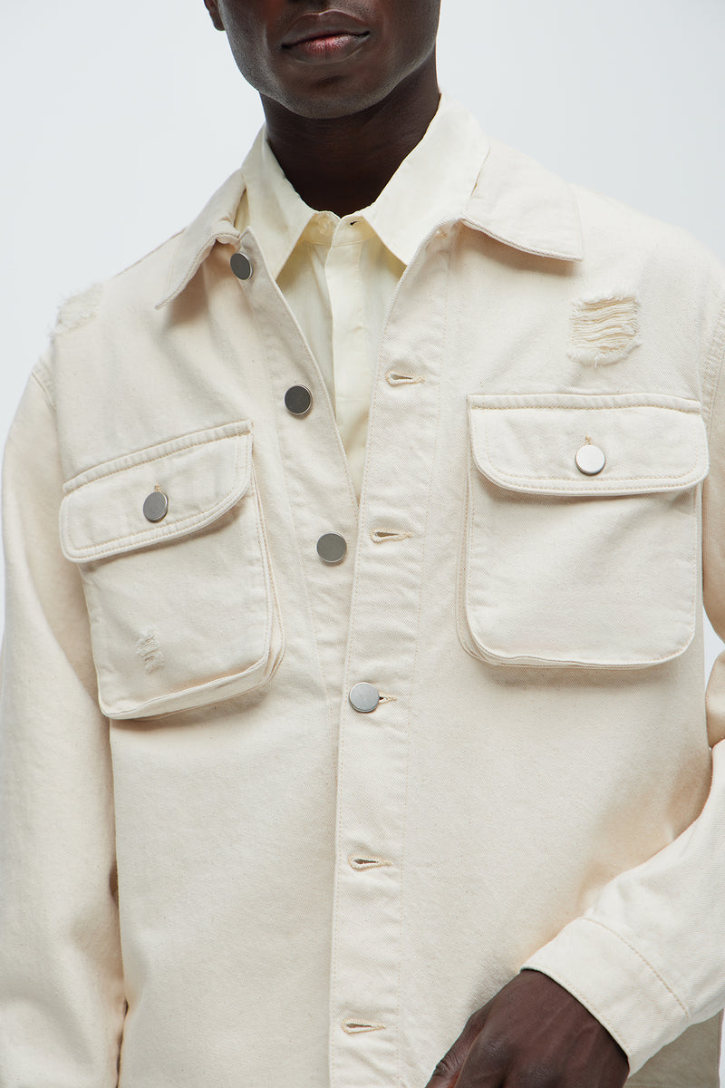 Benson Distressed Work Jacket - Cream | Fashion Nova, Mens Jackets ...