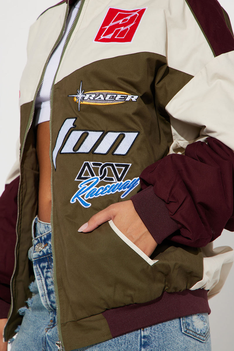 Raceway Oversize Bomber Jacket - Olive/combo | Fashion Nova, Jackets ...