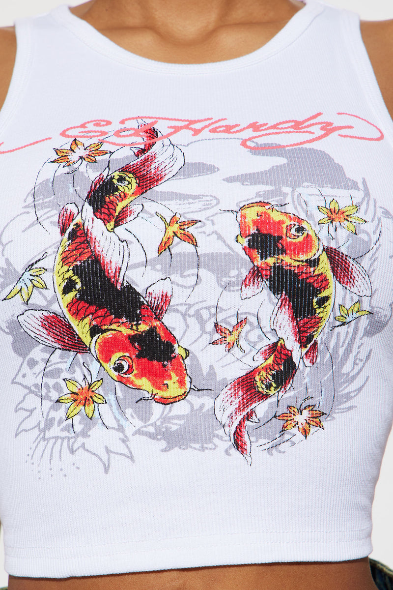 Ed Hardy Koi Fish Tank Top - White | Fashion Nova, Screens Tops and ...