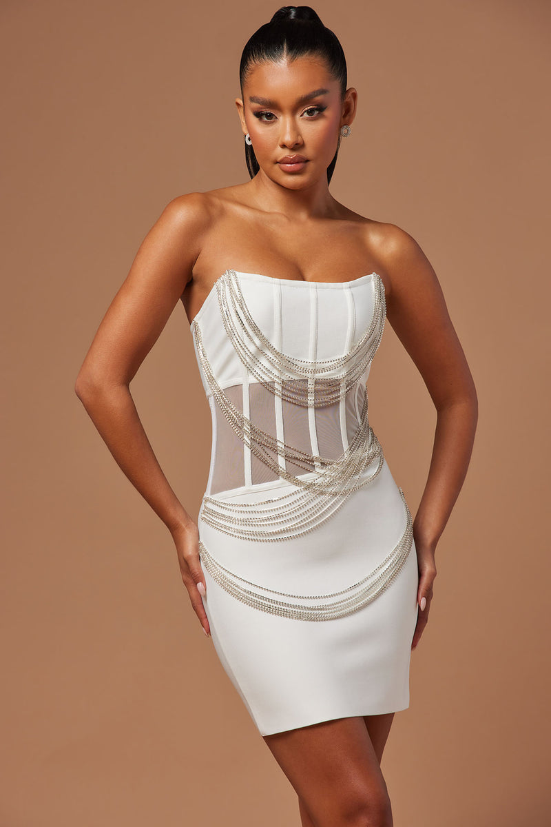 Jamiee Chain Mini Dress - White | Fashion Nova, Luxe | Fashion Nova