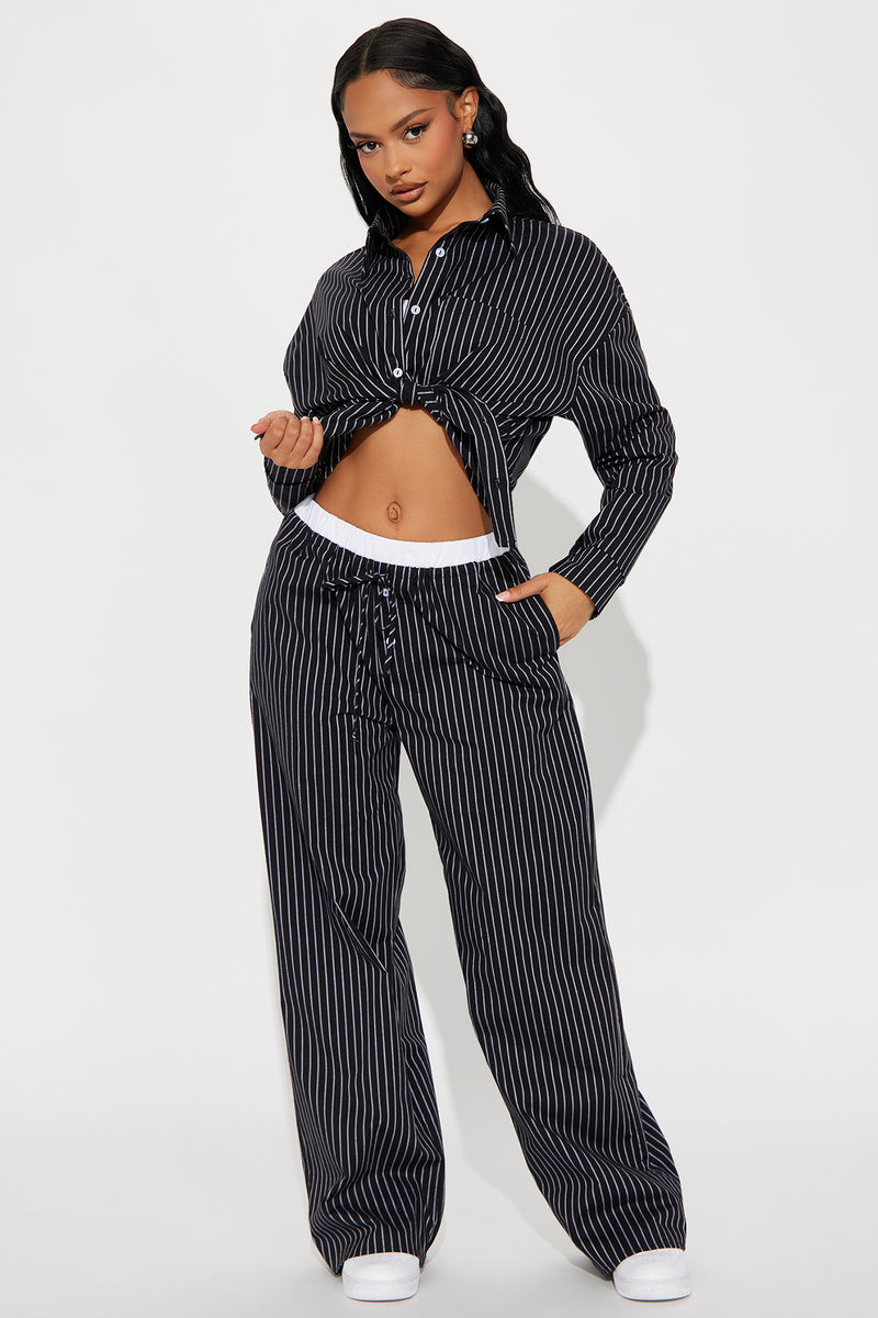 Efina Striped Boxer Pant Set - Black | Fashion Nova, Matching Sets ...