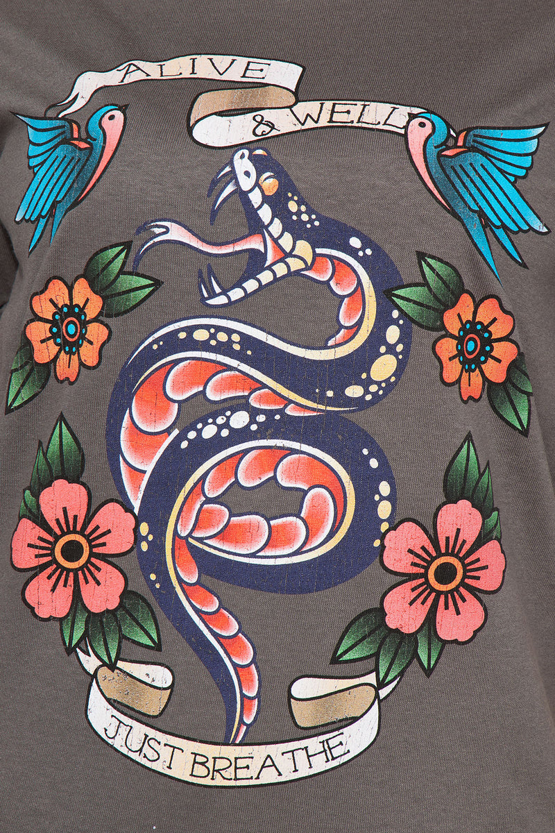 Alive And Well Snake Tshirt - Charcoal | Fashion Nova, Screens Tops and ...