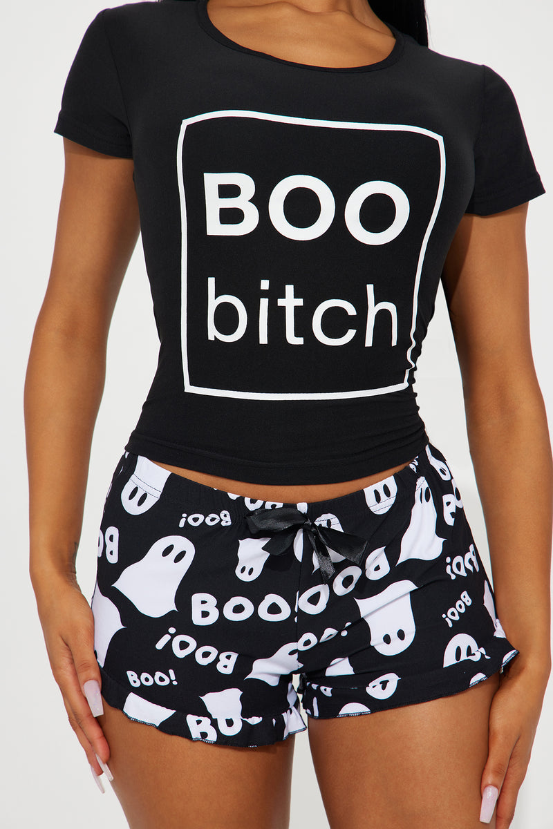 Boo Bitch PJ Short Set - Black/White | Fashion Nova, Lingerie ...