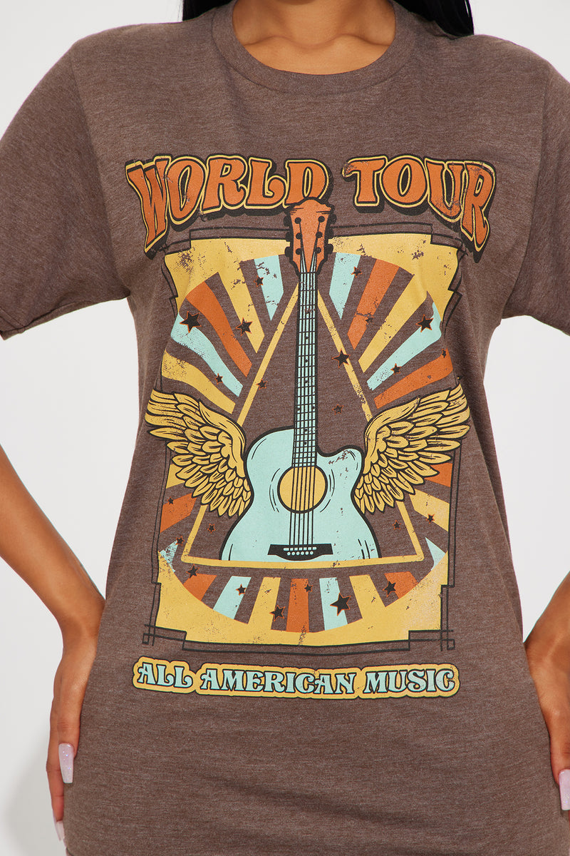 World Tour Music Fest Graphic tee - Brown | Fashion Nova, Screens Tops ...
