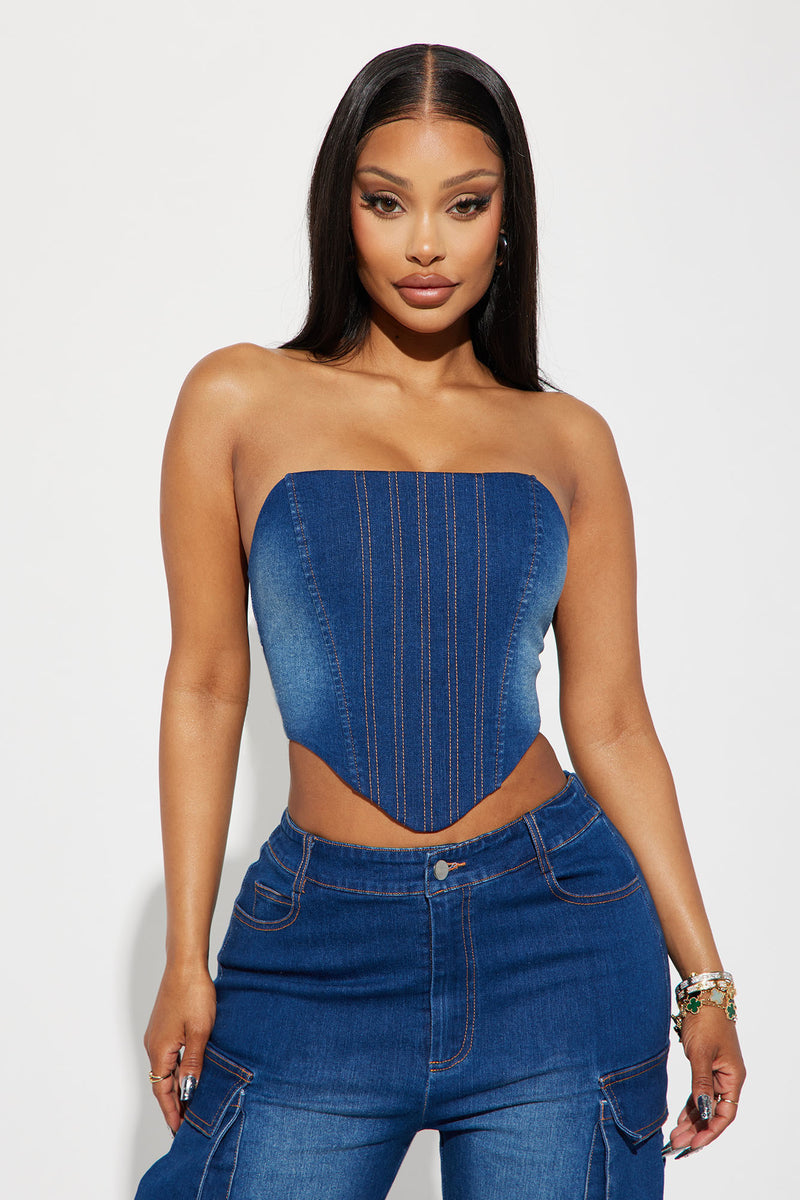 Estefania Denim Cargo Pant Set - Dark Wash | Fashion Nova, Matching Sets | Fashion Nova