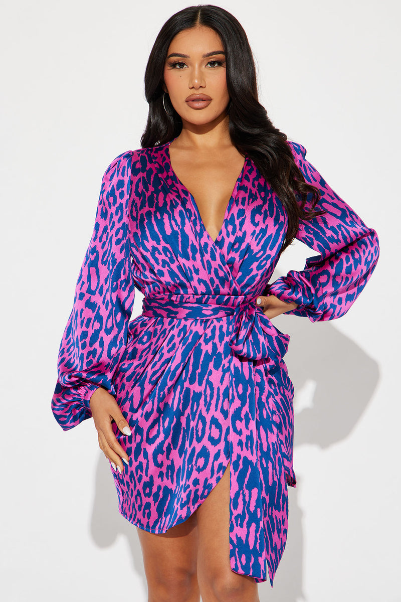 Fierce Leopard Satin Mini Dress - Magenta/combo | Fashion Nova, Dresses ...