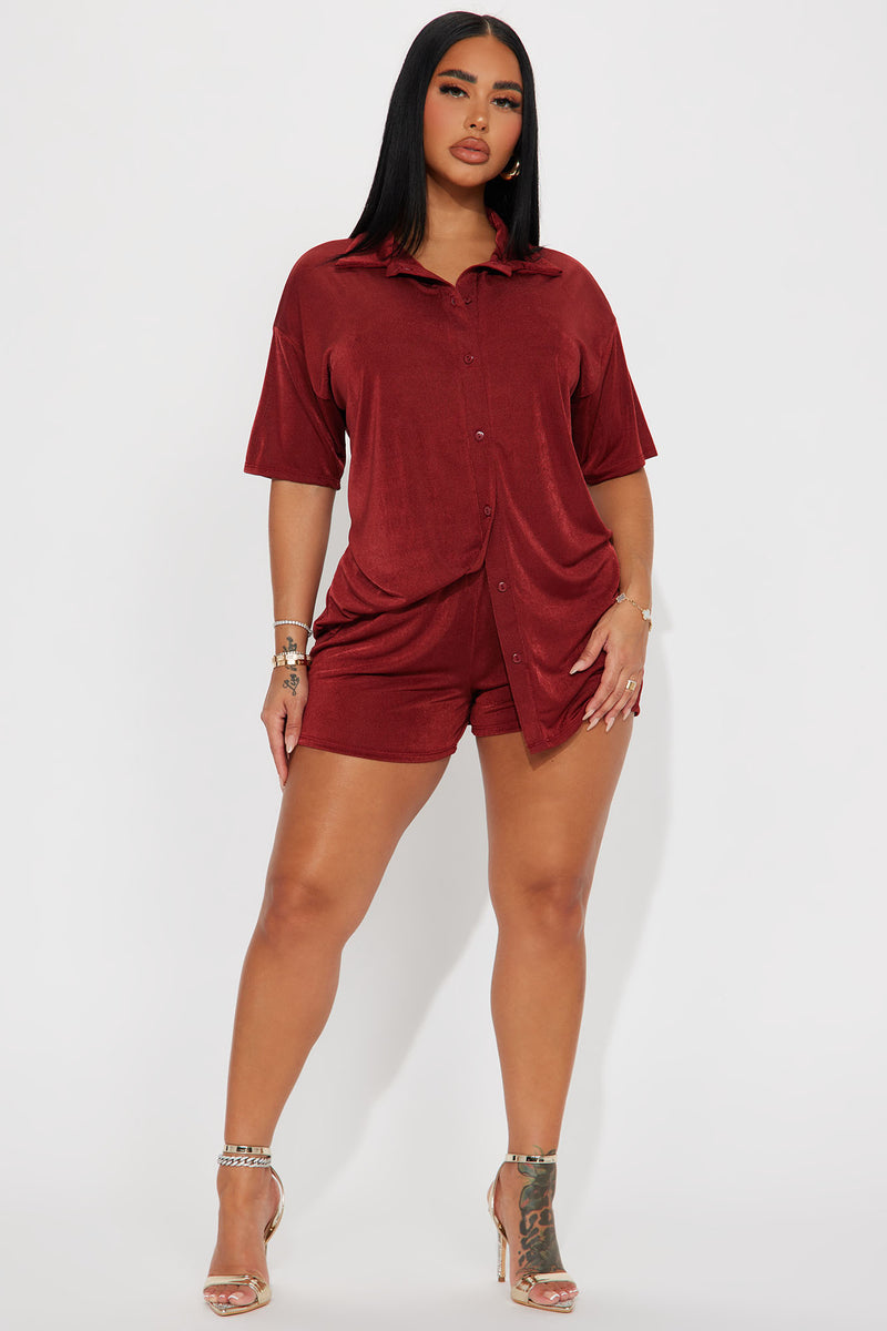 Lorenza Slinky Short Set - Marsala | Fashion Nova, Matching Sets ...