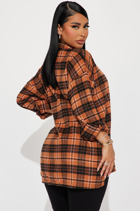Orange Plaid Shirt Womens