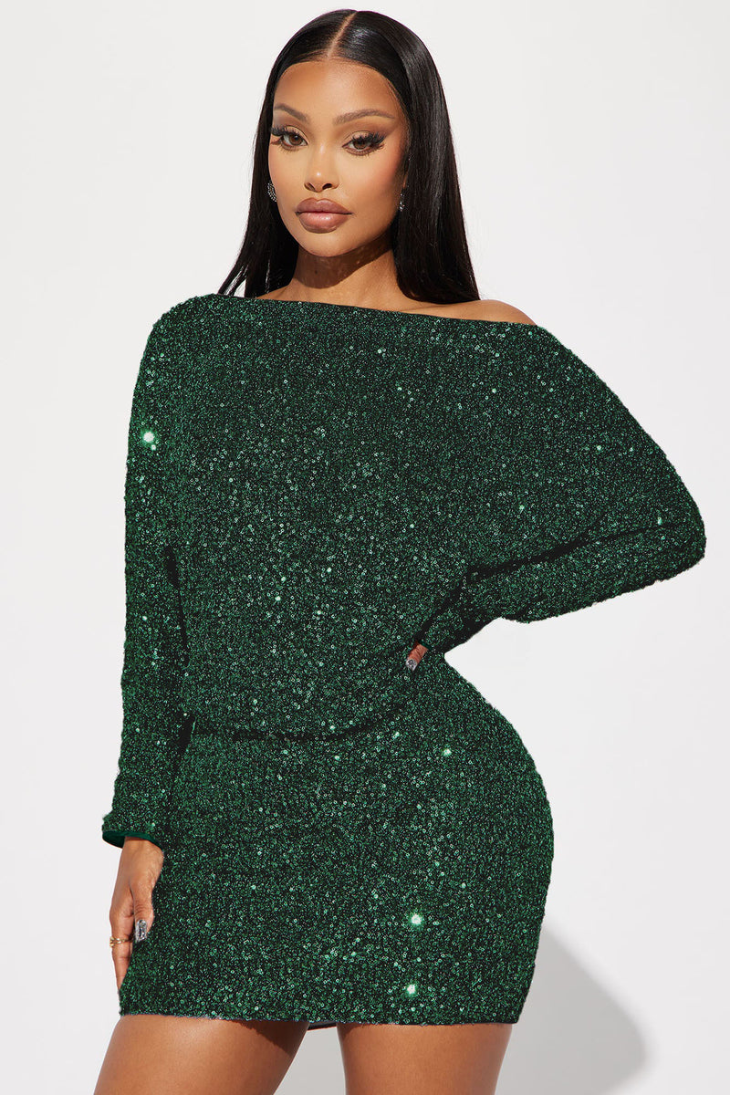 Valery Sequin Mini Dress - Hunter | Fashion Nova, Dresses | Fashion Nova