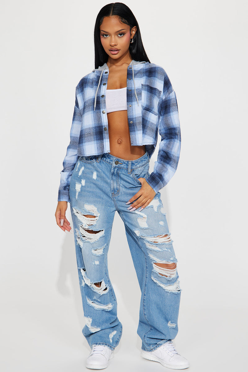 Fearless Cropped Plaid Shirt - Blue/combo | Fashion Nova, Shirts & Blouses | Fashion Nova