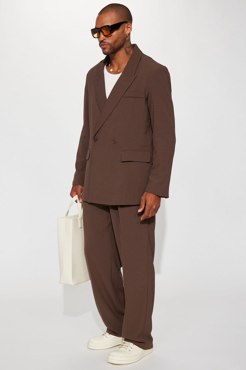 Golden Hour Boxy Double Breasted Suit Jacket - Dark Brown | Fashion ...