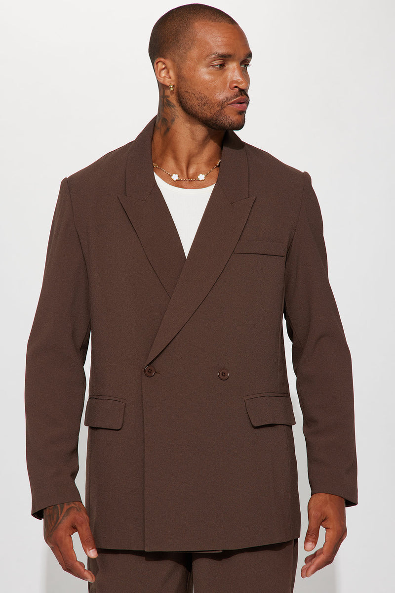 Golden Hour Boxy Double Breasted Suit Jacket - Dark Brown | Fashion ...