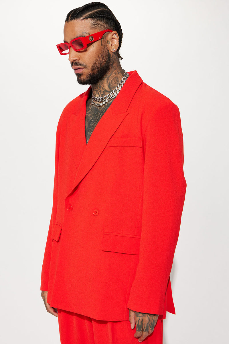 Golden Hour Boxy Double Breasted Suit Jacket - Red | Fashion Nova, Mens ...