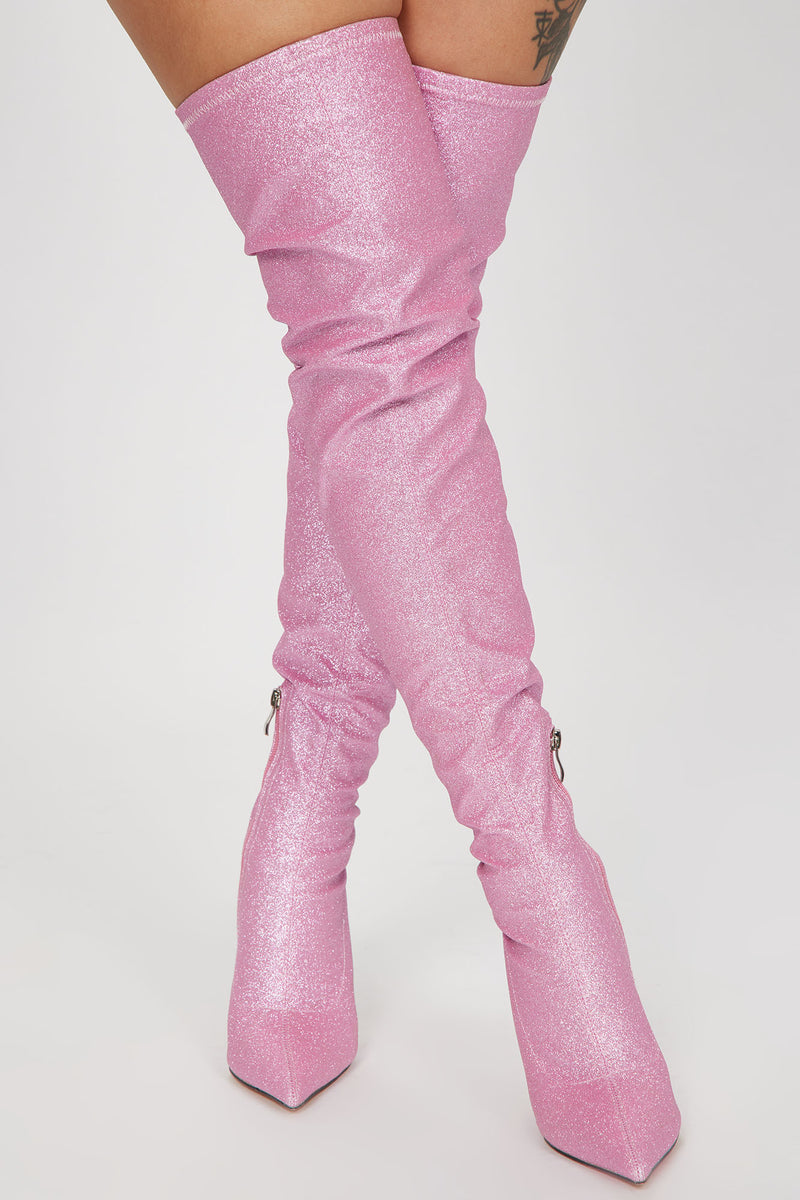 All That Sparkle Over The Knee Boots - Pink | Fashion Nova, Shoes ...