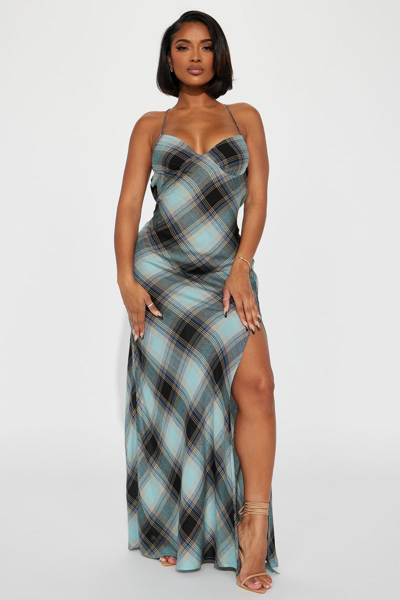Armani Plaid Maxi Dress - Blue/combo | Fashion Nova, Dresses | Fashion Nova
