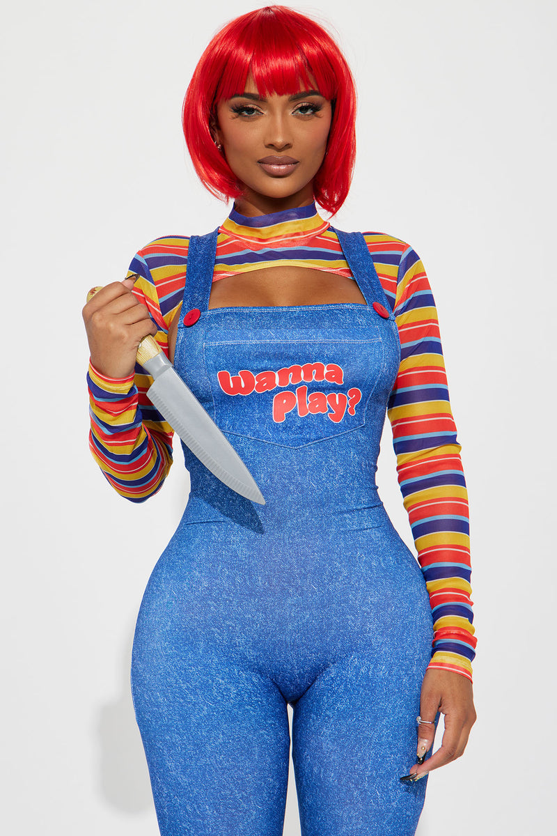 Wanna Play Evil Doll Jumpsuit 4 Piece Costume Set - Multi Color ...