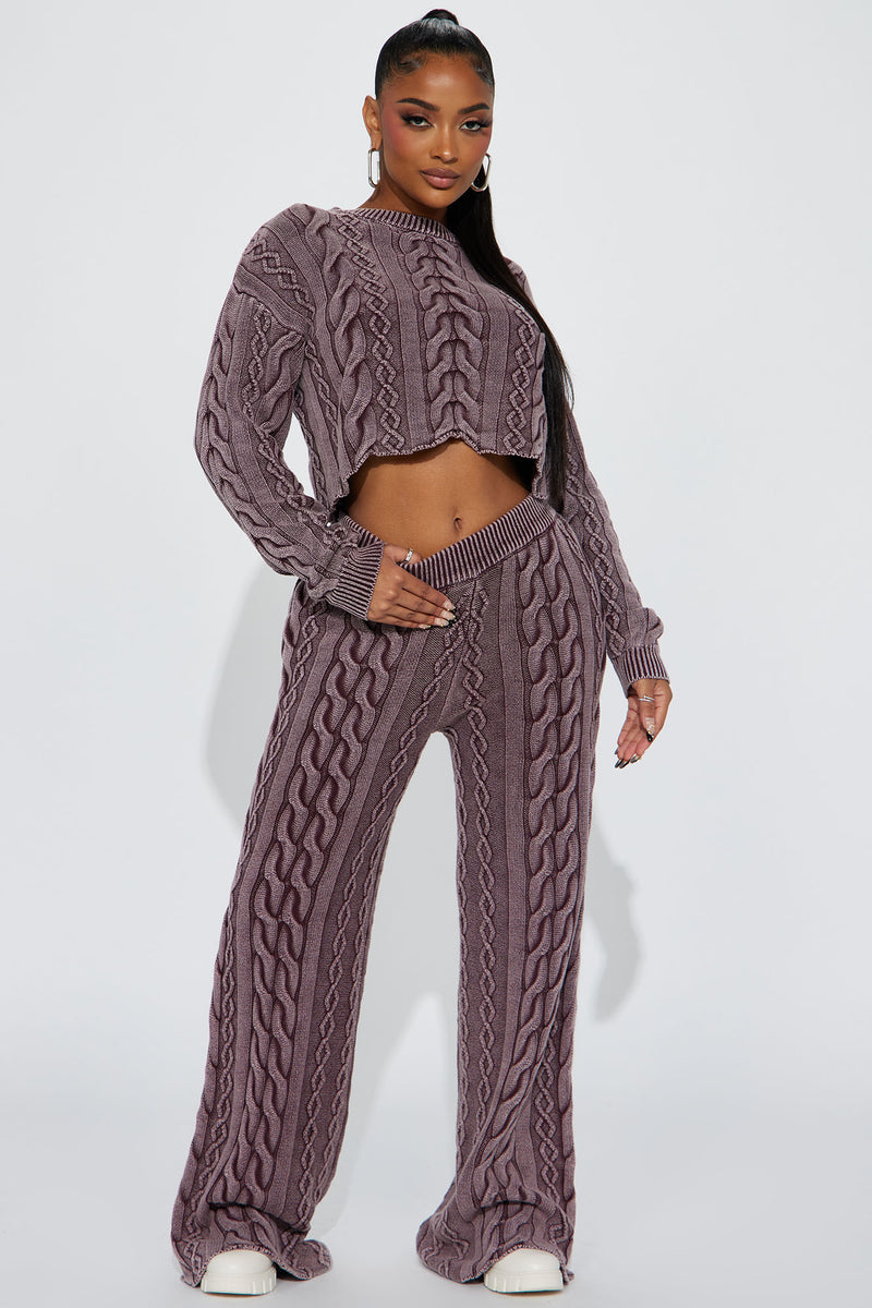 Ineza Mineral Wash Sweater Pant Set - Burgundy | Fashion Nova, Matching ...