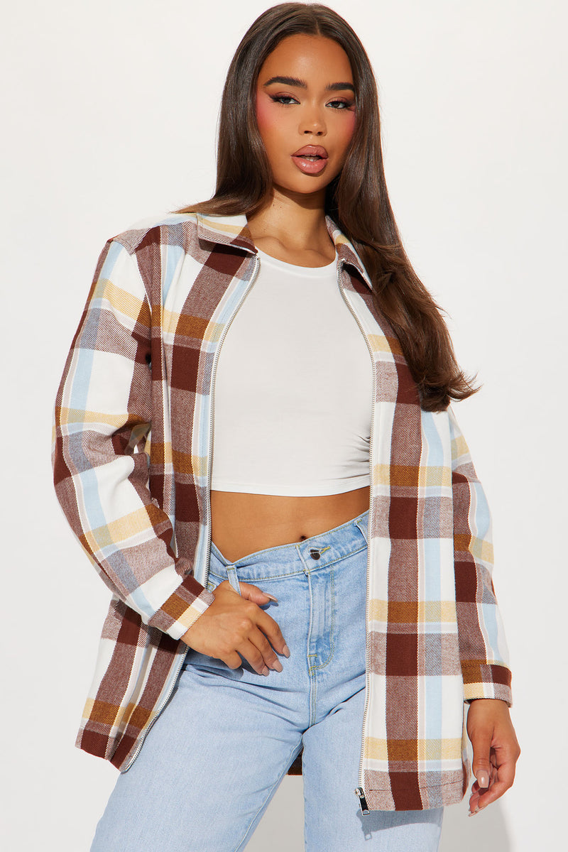 Check Mate Plaid Shacket - Brown Combo | Fashion Nova, Jackets & Coats ...