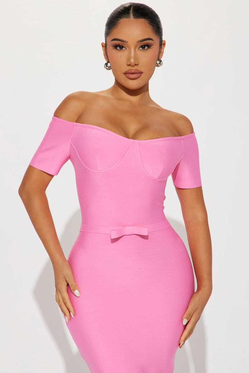 Take It Or Leave It Bandage Midi Dress - Pink | Fashion Nova, Dresses ...