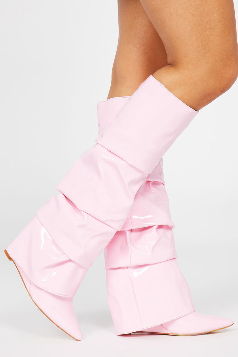 Layla Knee High Overlay Boots - Pink | Fashion Nova, Shoes | Fashion Nova