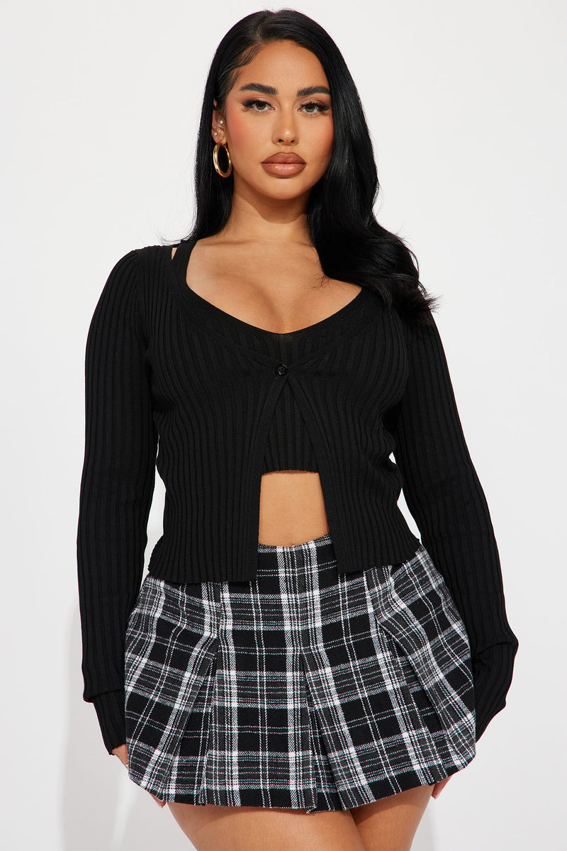 Misses Right Now Cropped Cardigan Sweater - Black | Fashion Nova ...