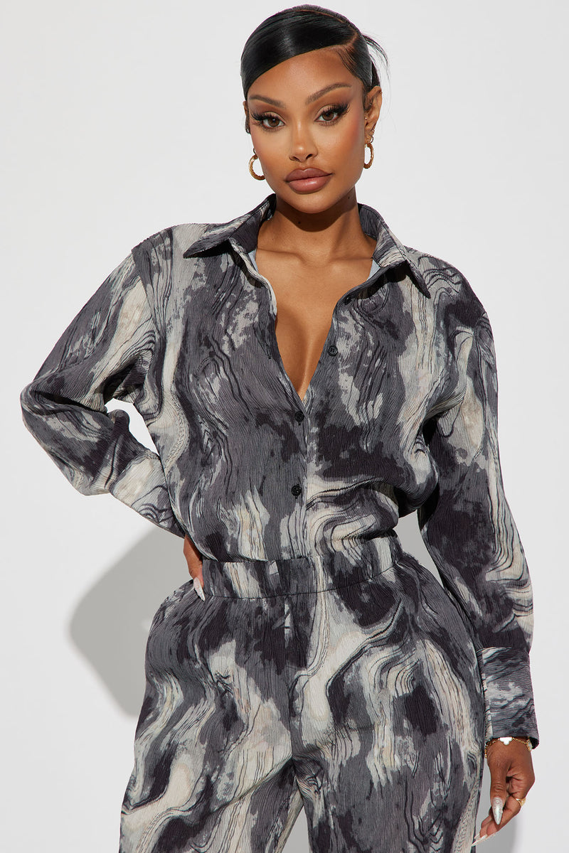 Macie Plisse Pant Set - Grey/combo | Fashion Nova, Matching Sets ...