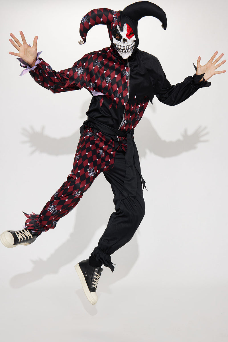 Sinister Jester 5 Piece Costume Set - Black/Red | Fashion Nova, Mens ...