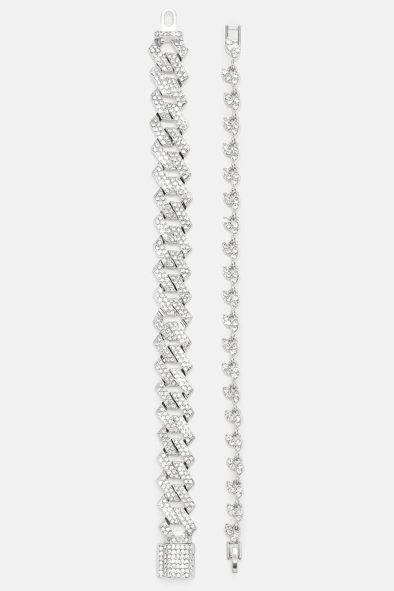 Glitz And Glamour 2 Piece Bracelet Set - Silver | Fashion Nova, Jewelry ...