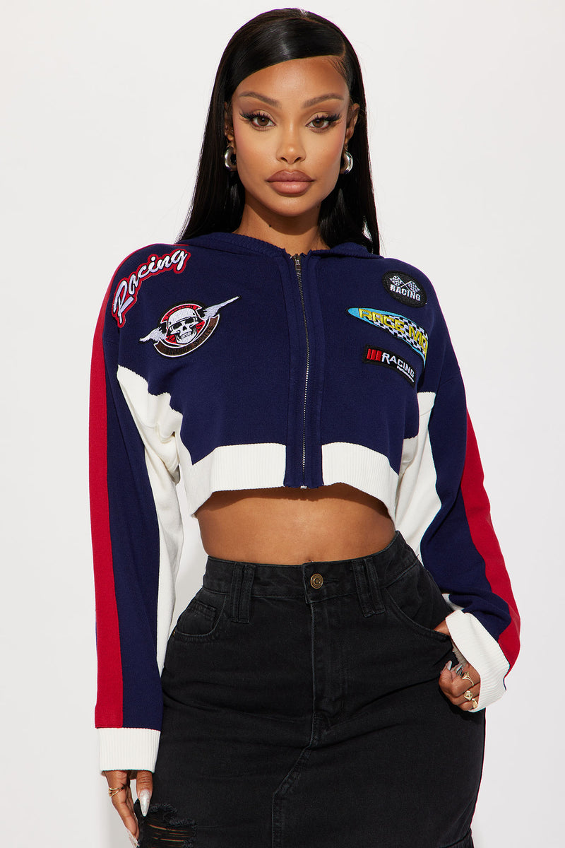 Rough Racer Moto Sweater - Navy/combo | Fashion Nova, Sweaters ...
