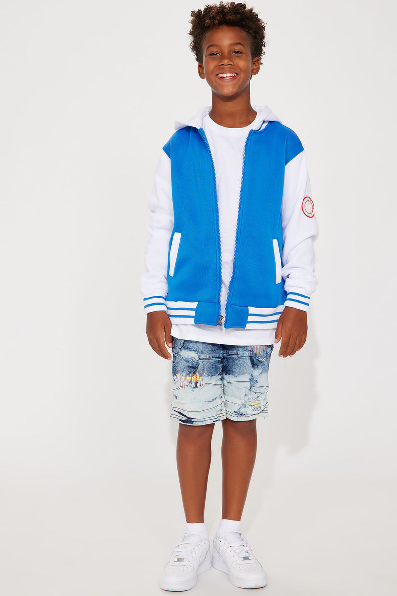 Mini In Session Fleece Varsity Jacket - Blue | Fashion Nova, Kids ...