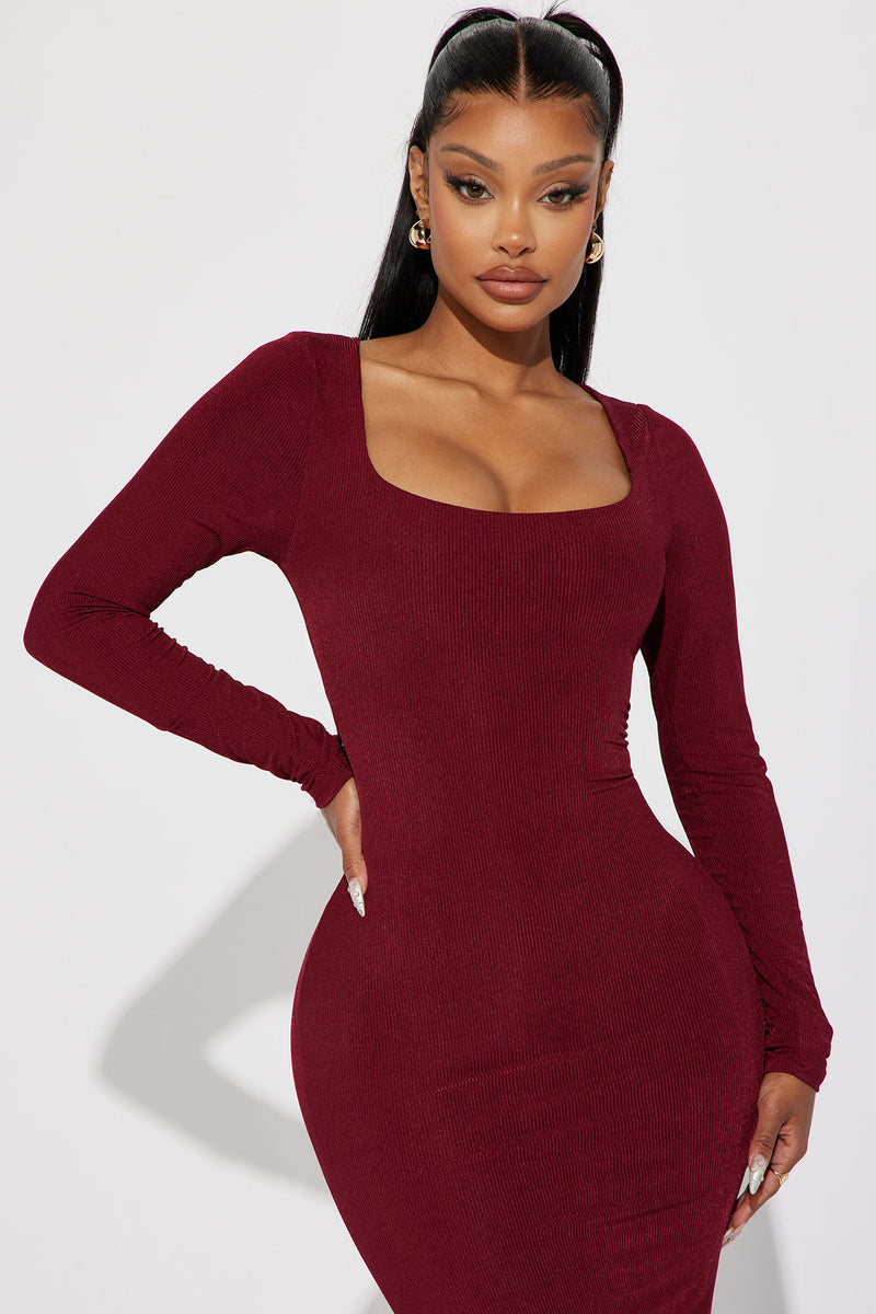 Claire Ribbed Maxi Dress Burgundy Fashion Nova Dresses Fashion Nova