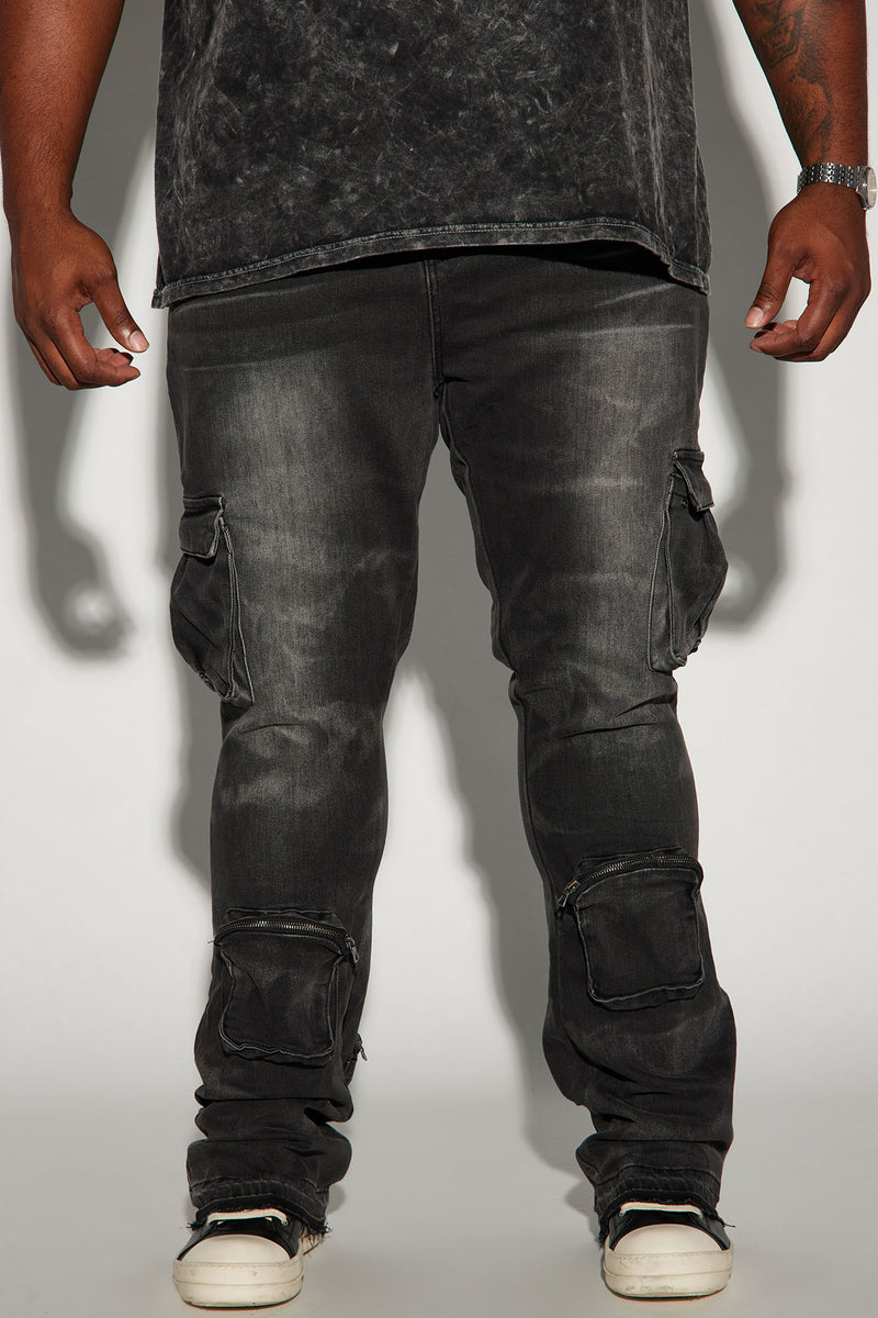 Upside Cargo Stacked Skinny Flare Jeans - Black | Fashion Nova, Mens ...
