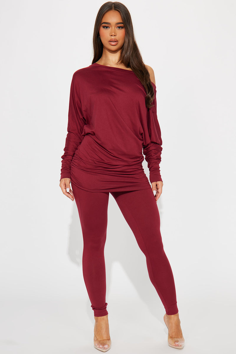 Camila Off Shoulder Legging Set Wine Fashion Nova Matching Sets Fashion Nova