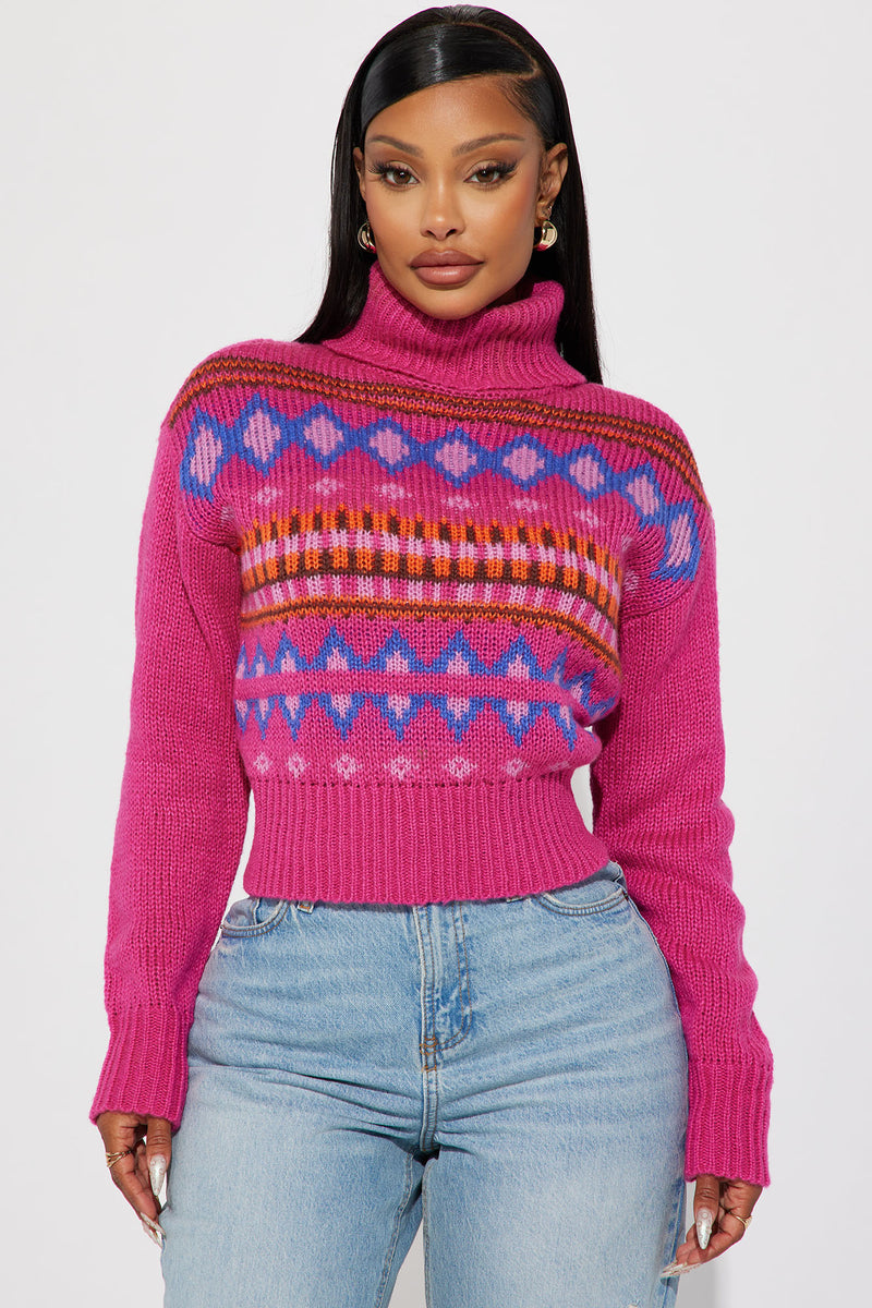 Takin' It Personal Turtleneck Sweater - Pink/combo | Fashion Nova ...