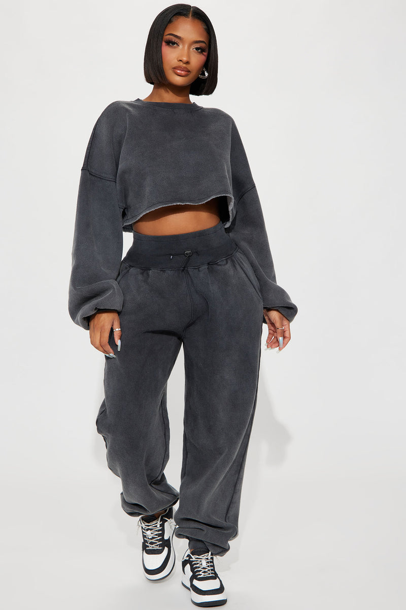 Feeling Good Fleece Jogger Set - Charcoal | Fashion Nova, Matching Sets ...