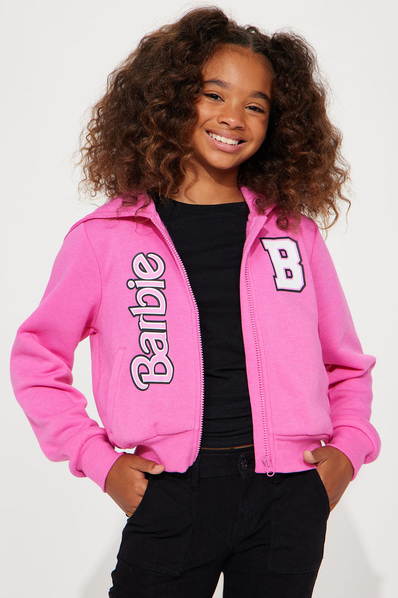 Mini Barbie 59 Zip Front Fleece Hoodie - Pink | Fashion Nova, Kids ...