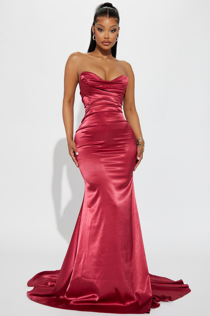 Naomi Satin Maxi Gown - Wine | Fashion Nova, Dresses | Fashion Nova