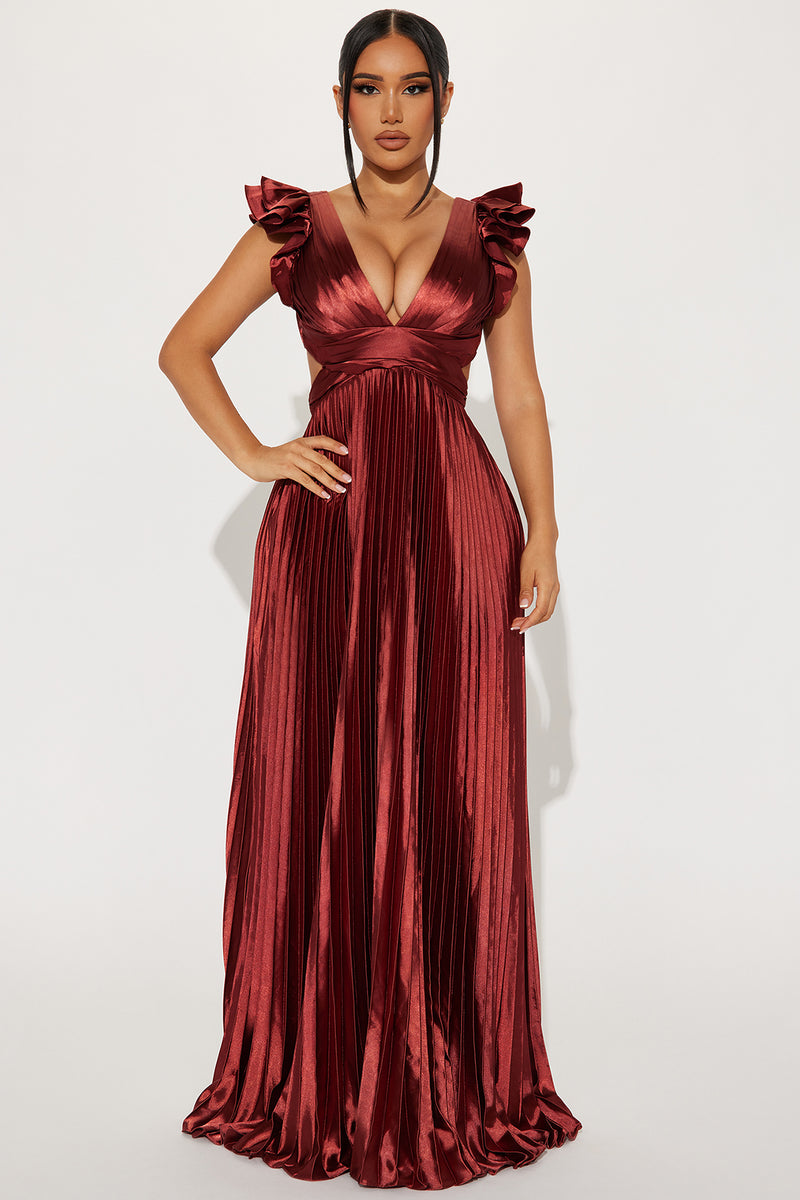 Sun Kissed Nights Satin Maxi Dress Rust Fashion Nova Dresses
