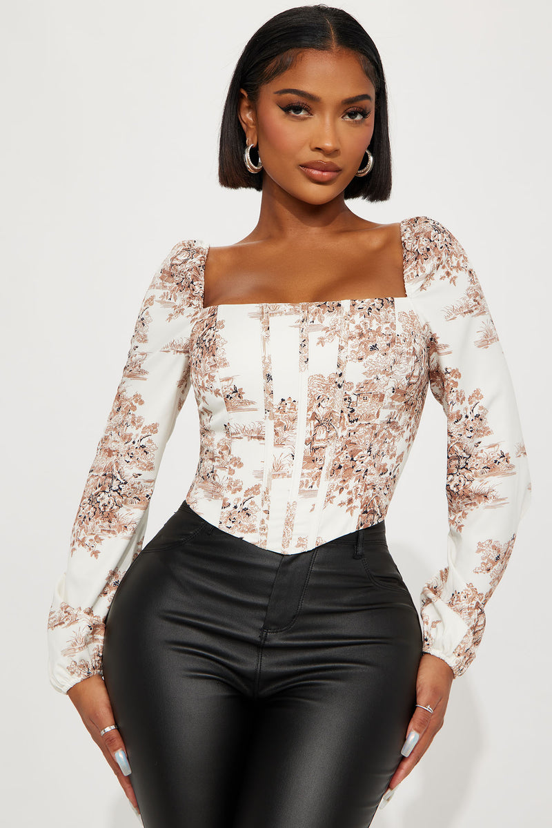 Something Special Long Sleeve Corset Top - Ivory/combo | Fashion Nova ...