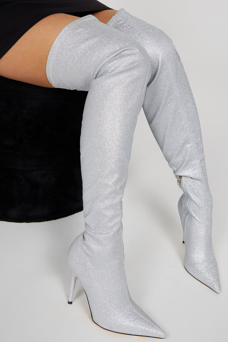 All That Sparkle Over The Knee Boots - Silver | Fashion Nova, Shoes ...