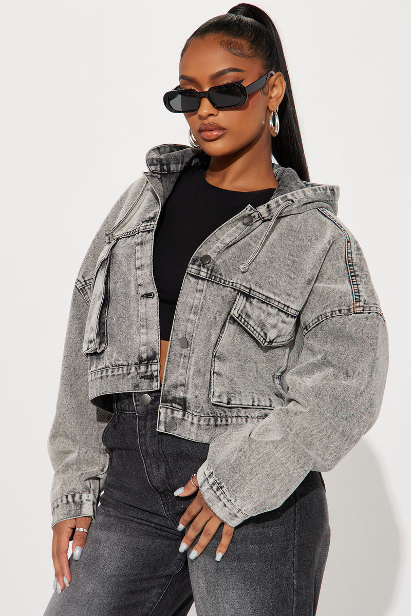 No Explanation Hooded Denim Jacket - Acid Wash Grey | Fashion Nova, Jackets & Coats | Fashion Nova