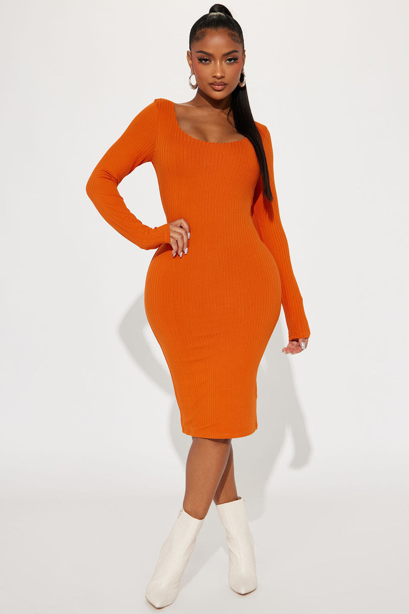 Mya Double Lined Midi Dress Rust Fashion Nova Dresses Fashion Nova